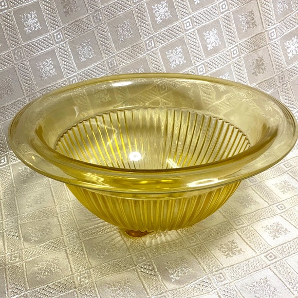 Dining | Vintage Yellow Ribbed Glass Bowl | Poshmark